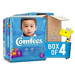 Comfees Premium Baby Diapers with Total Fit System for Boys & Girls, Size 5, 27Count, CMF-5