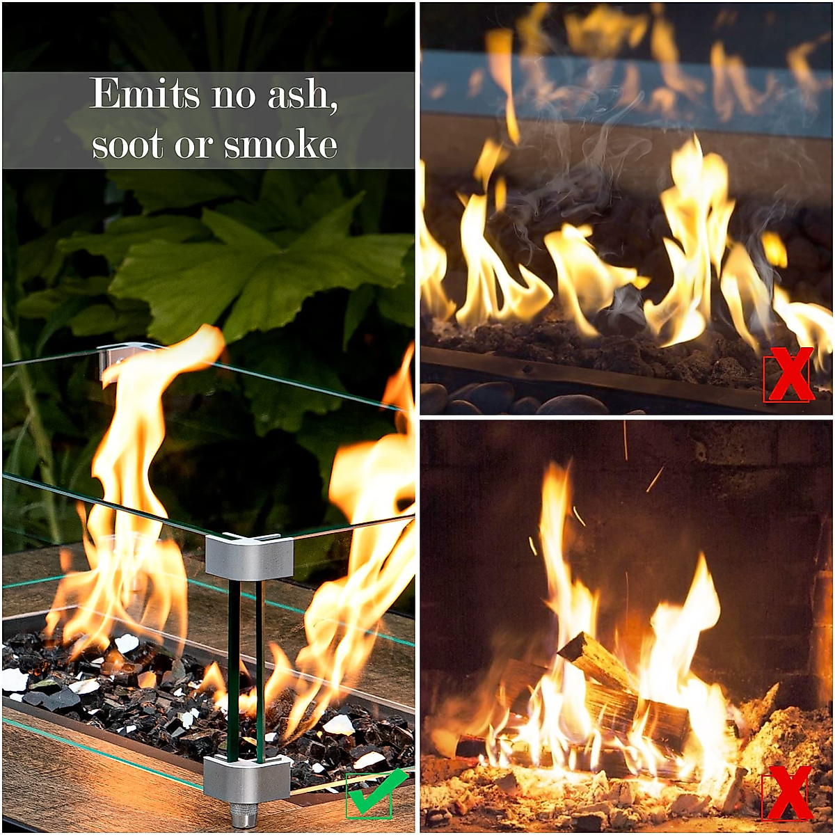 GASPRO 20 lbs Black Fire Glass for Fire Pit, 1/2-Inch Reflective Glass Rocks for Propane or Gas Fireplace, Add Ambience to Gatherings and Parties for Outdoors and Indoors