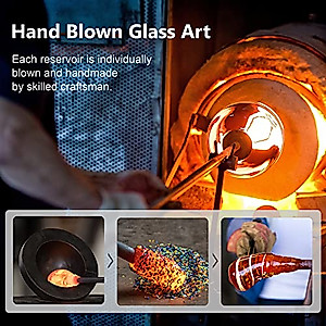 LUJII Ice Cream Shaped Spiral Hummingbird Feeder for Outdoors Hanging, Hand Blown Glass, 28 fl.oz, Leak Proof & Rustproof, Includes an Ant Moat, Unique Garden, Outside & Backyard Decor (Ribbon)