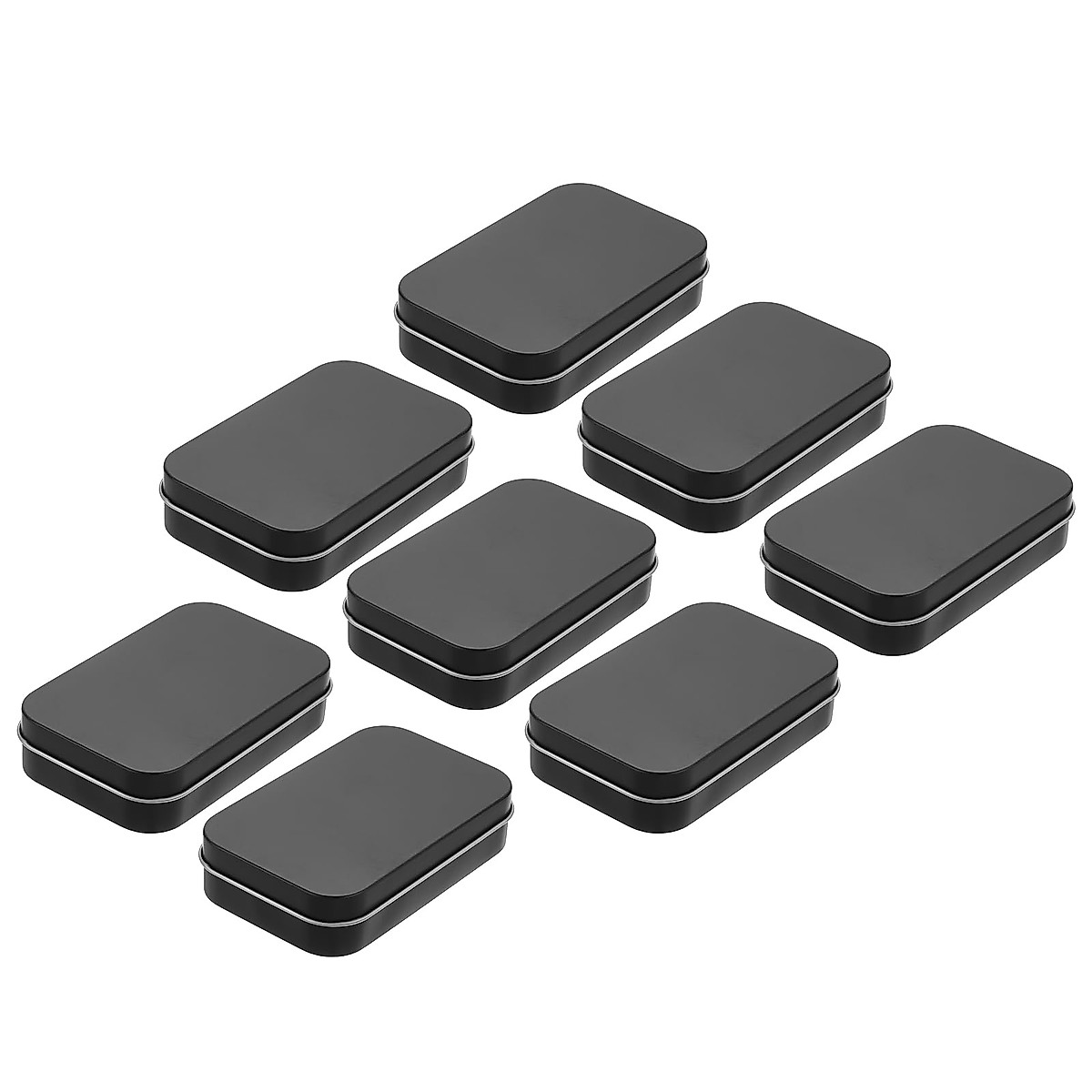 uxcell Metal Tin Box Containers, 8Pcs 3.7x2.4x0.9 Inch Black Rectangular Metal Hinged Tin Box Mini Portable Storage Container Kit with Lid for Home Storage