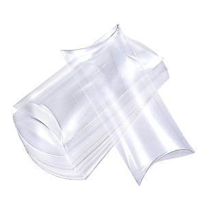 BENECREAT 30 Packs Clear Plastic Pillow Favor Box Candy Treat Gift Box for Wedding Party Packing Box, Over Size - 5.5x2.5x1