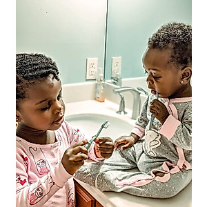 ROARex® All-Natural Eco Friendly Kids Toothbrush Made from Plants - Dinosaurs 4-36m - Baby to Toddler - Blue/Green - 4pk | 1% for The Planet Product