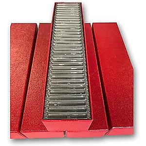 Guardhouse 9" Single Row Storage Box for 2" Paper and Plastic Coin Holders 5 Pack Red