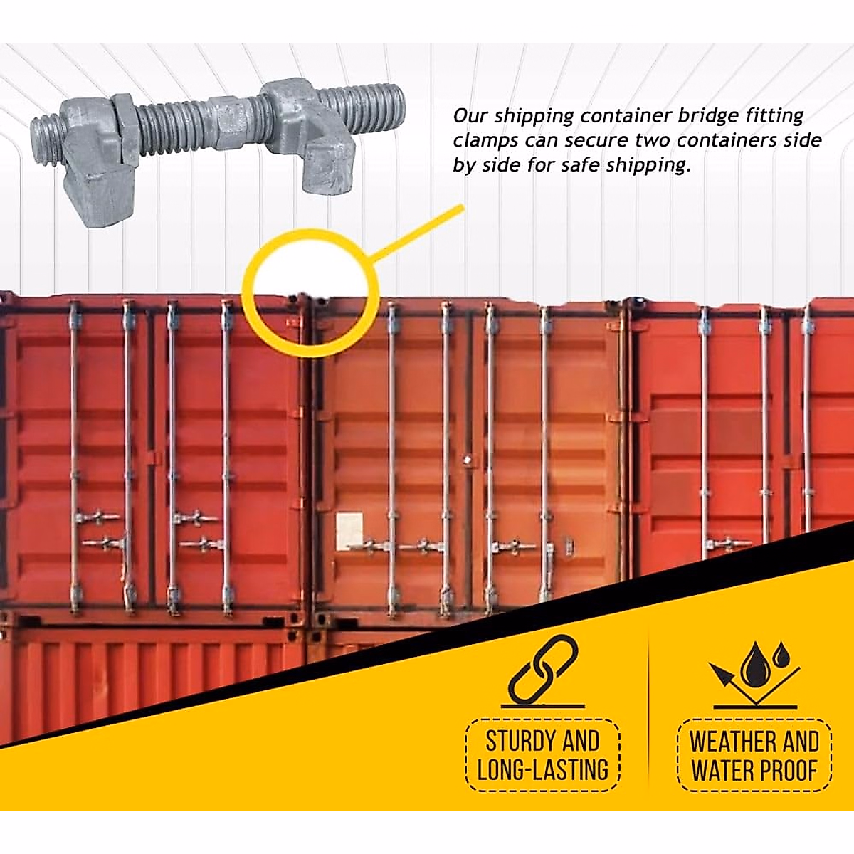 Mytee Products (4 Pack) SEA RAIL Shipping Container Bridge Fittings Clamp- 260 mm Clamp