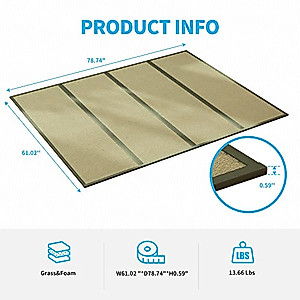 Mjkone Japanese Tatami Mattress, Igusa Mat (100% Japanese Rush Grass) Tatami Mat, Folding Japanese Floor Sleeping Mattress with Non-Slip Breathable Memory Foam for Sleeping/Yoga/Relaxing (Queen)