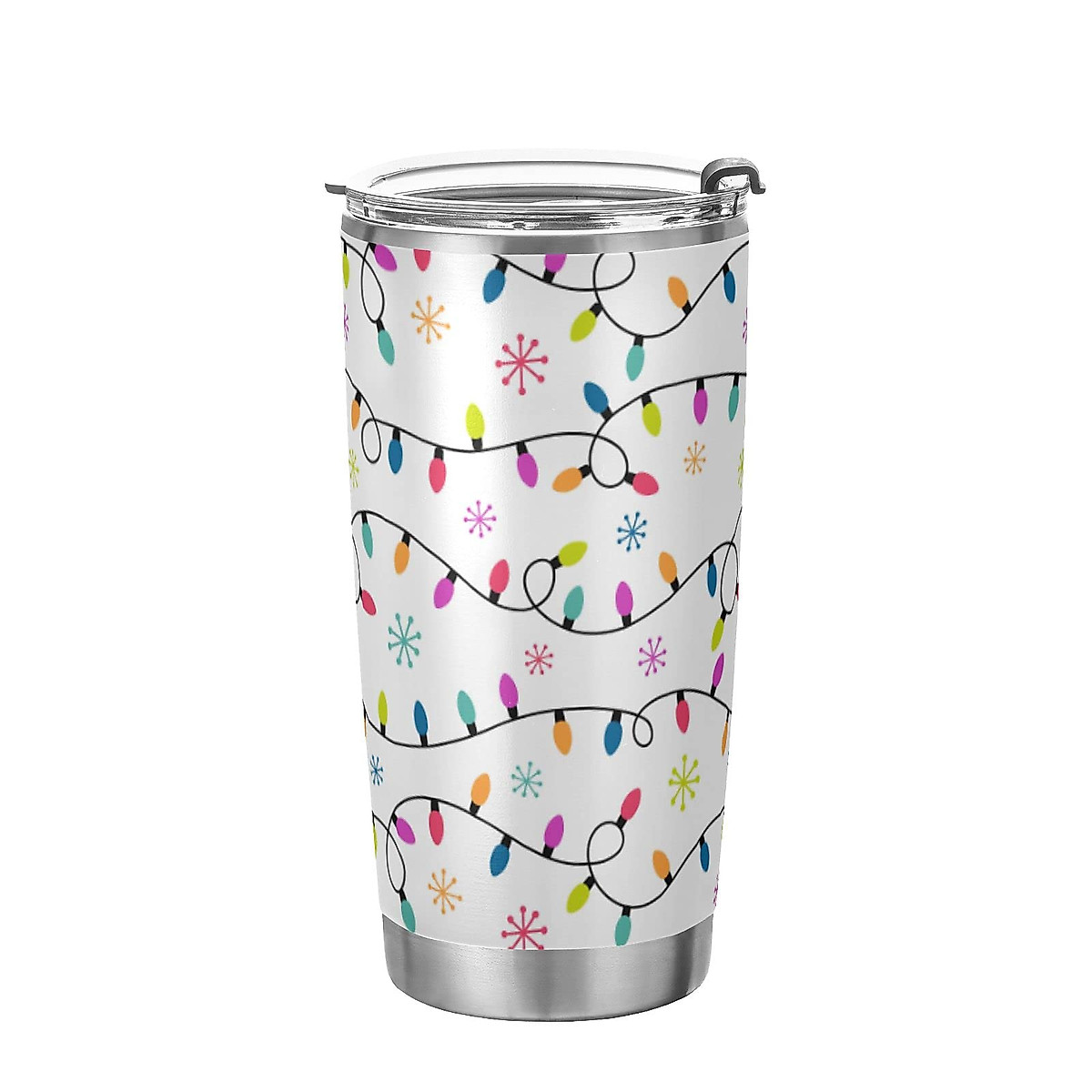 Yasala Christmas Tumbler Xmas Light Rainbow Insulated Coffee Cup Back to School Beverage Container Office Travel Mug with Straw and Lid 20oz Holiday New Year Gift