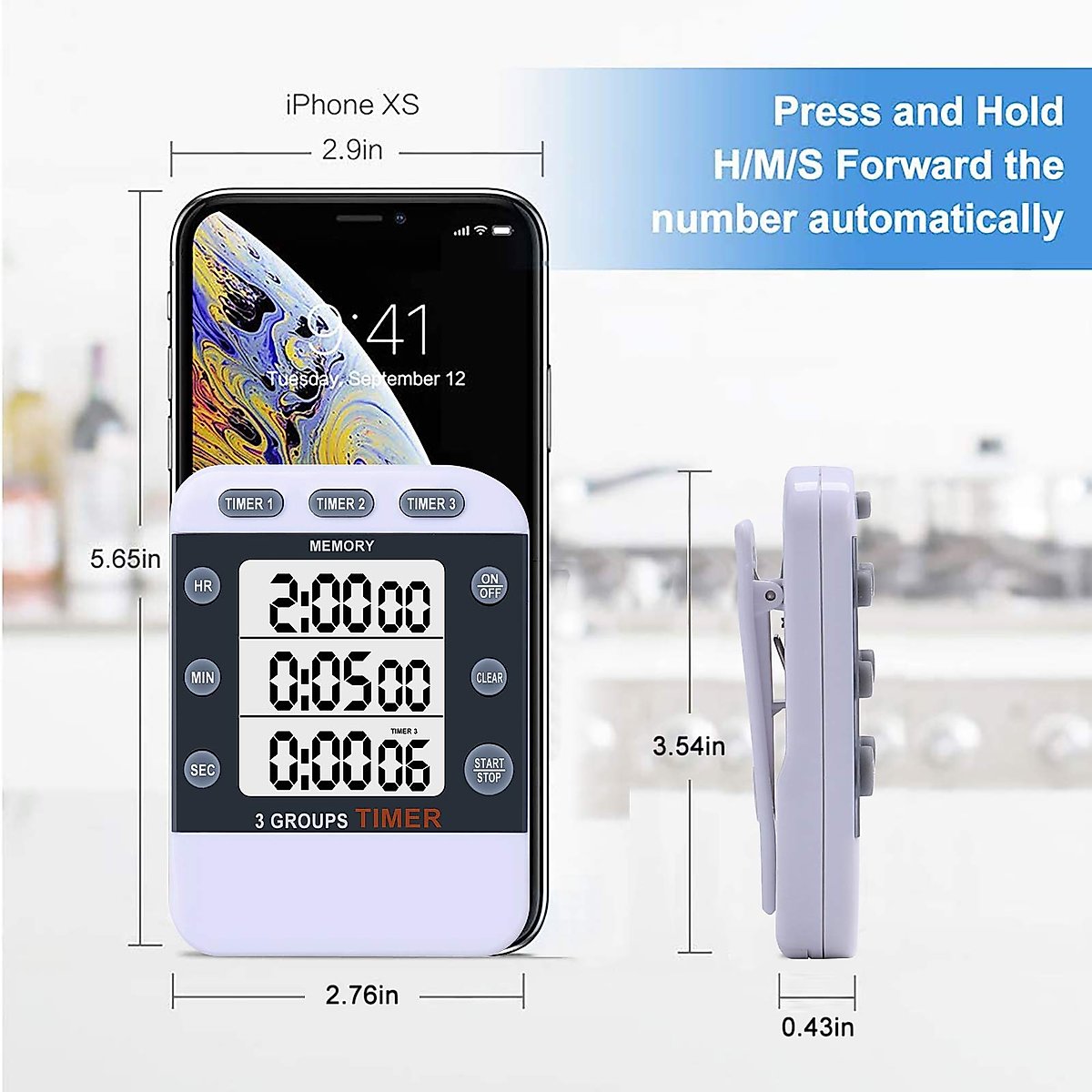 HomeMall Digital Dual Kitchen Timer, Cooking Timer, 3 Channels Count Up ＆ Down Timer with Magnetic Back, Large Display, Adjustable Volume, ON/Off Switch Stopwatch, Battery Included