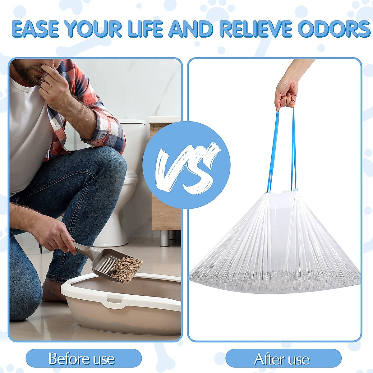 Cat litter Box Liners 100 Count Waste Drawer Liners Compatible with Litter-Robot 3/4 Thick Waste Drawer Liners Bags 9-11 Gallons(Cute)