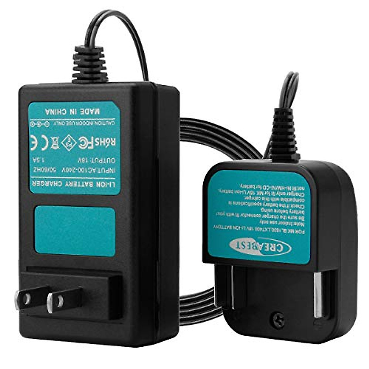 Creabest New Li-ion Battery Charger for Makita 18V Battery BL1830 BL1815 194205-3 LXT400 BL1850 BL1840 BL1860 (NOT for Ni-MH/Ni-Cd Battery)