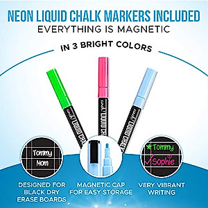 Magnetic Dry Erase Chore Chart for Multiple Kids (17x20" - Black) - 6 Whiteboard Markers with Magnets | Family Chore Chart, Fridge Chore Chart for Adults | Magnetic Chore Board for Refrigerator