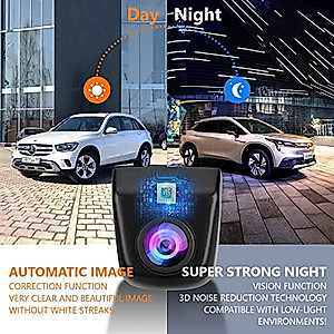 Bileeko Backup/Front View Camera, AHD Reversing Camera 170° Wide Angle Night Vision IP69 Waterproof Car Backup Camera Universal Metal Rear View Camera for Car Truck RV Pickup SUV - 12/24V