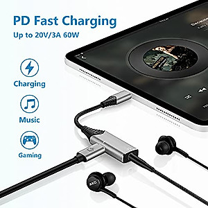 PEPPER JOBS USB-C to 3.5 mm Headphone Jack Adapter, C2PDA Plus 2-in-1 Fast Charging Adapter, Compatible with Samsung Galaxy Note S21 Series/20 Ultra/Note 20/S20 Series, Huawei, Google Pixel and More