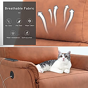 Electric Recliner Chairs, Small Power Recliner Chair on Clearance, Home Theater Recliners with USB Port, Thick Back Cushion, Ergonomic Narrow Recliner Chair for Small Spaces