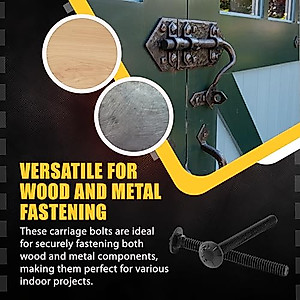 ASMC Industrial 1/4-20 x 2-1/2" Coarse Thread Grade 5 Carriage Bolt - Medium Carbon Steel for Heavy-Duty Fastening - Corrosion-Resistant Black Oxide Finish, Pack of 50