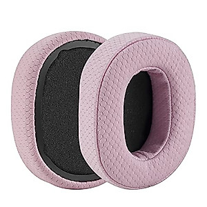 Geekria NOVA Mesh Fabric Replacement Ear Pads for Skullcandy Crusher Wireless, Crusher Evo, Crusher ANC, Hesh 3 Headphones Ear Cushions, Headset Earpads, Ear Cups Repair Parts (Pink)