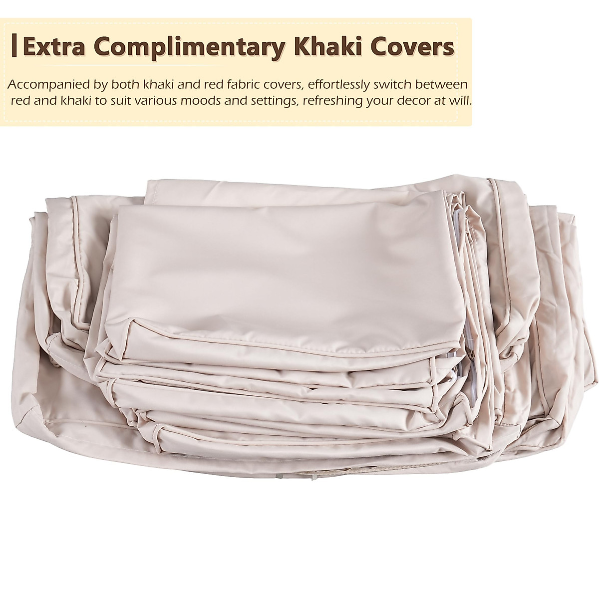 HOMREST 7 Piece Patio Furniture Set, PE Rattan Sectional Sofa, High Back Outdoor Furniture Set, Wicker Patio Conversation Set with Cushion and Glass Table for Garden, Backyard, Poolside(Khaki+Red)