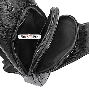 Full Grain Leather Crossbody Sling Bag Chest Backpack Outdoor Travel Hiking Sports Daypacks