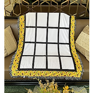 AQWJ Sublimation Blanks Throw Blanket for Heat Press, Sunflower Sublimation Blanket, 100% Polyester, Custom Personalised Sublimation Photo with 20 Panel,40"X60"