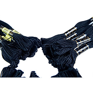 UMC STAG 24 Pieces Black Colour Premium Embroidery Floss| 100% Egyptian Cotton Premium Skeins | Cross Stitch Embroidery Thread | Oeko TEX Certified Stranded Cotton | Perfect for Arts & Crafts
