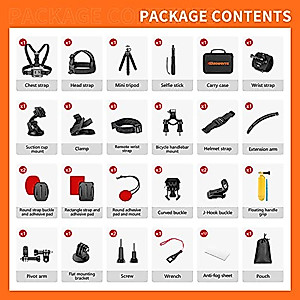 XDaowerrs Upgraded 50 in 1 Action Camera Accessories Kit for GoPro Hero11 10 9 8 7 6 5 4/GoPro Max/GoPro Fusion, Insta360, DJI Osmo Action1/2,Xiaomi Yi, APEMAN, AKASO Campark Action Camera and More