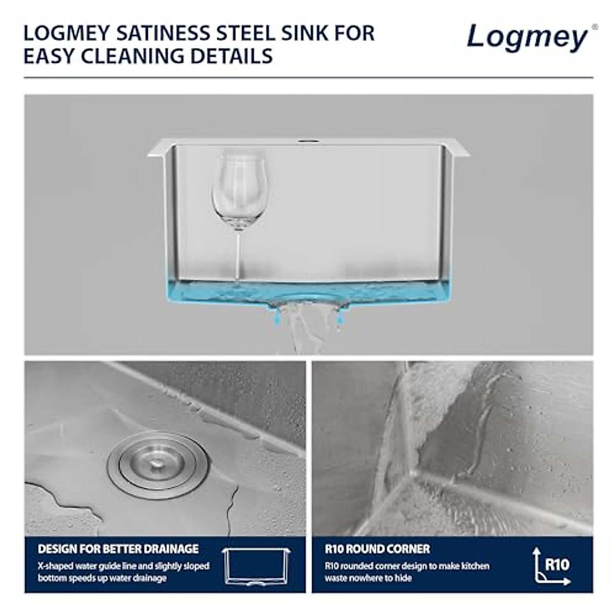 Bar Prep Drop In Kitchen Sink - Logmey 15x20 Gunmetal Black Topmount 18 Gauge Stainless Steel Kitchen Sink