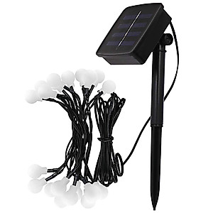 XUNATA 31ft LED String Lights, Solar Powered Flexible Waterproof 50 LEDs White Ball Lights for Indoor Outdoor Home Patio Lawn Garden Party Holiday Decorations(White)
