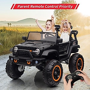24V Ride on Car Toys, Remote Control 4 Wheels Electric Power Car for Toddlers Kids Boys Girls, 2 Seater Motorized Ride on Cars Vehicle, Black