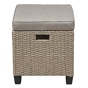 LZ LEISURE ZONE Patio Dining Table Set, Outdoor Furniture PE Rattan Wicker Conversation Set, All-Weather Sectional Sofa Set with Table & Soft Cushions (Beige Brown, 5 Piece)