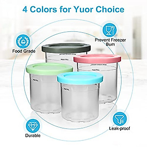 For Ninja Creami Pints and Lids - 4 pack, Creami Containers Fit for Ninja NC301 NC300 NC299AMZ CN305A XSKPLD4BCD Series 7-in-1 Ice Cream Maker, 16oz Icreami Pint Jars, BPA-Free Dishwasher Safe