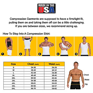 Insta Slim - Made in USA - 3 Pack - Compression Muscle Tank Top Body Shaper for Men. Tummy Control Slimming Shapewear Undershirt for Gynecomastia, Beer Belly & Back Support (White, LG)