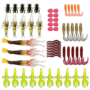 146pcs Fishing Lure Set Including Frog Lures Soft Fishing Lure Hard Metal Lure VIB Rattle Crank Popper Minnow Pencil Metal Jig Hook for Trout Bass Salmon with Free Tackle Box
