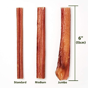 AWARDOG Odor-Free Bully Sticks (6 Inch, 25 Pack Standard Thickness), Fully Digestible 100% Beef Pizzle Chews, Grass-Fed, Grain-Free, Natural Long-Lasting Chews for Small & Large Dogs - 25 Count