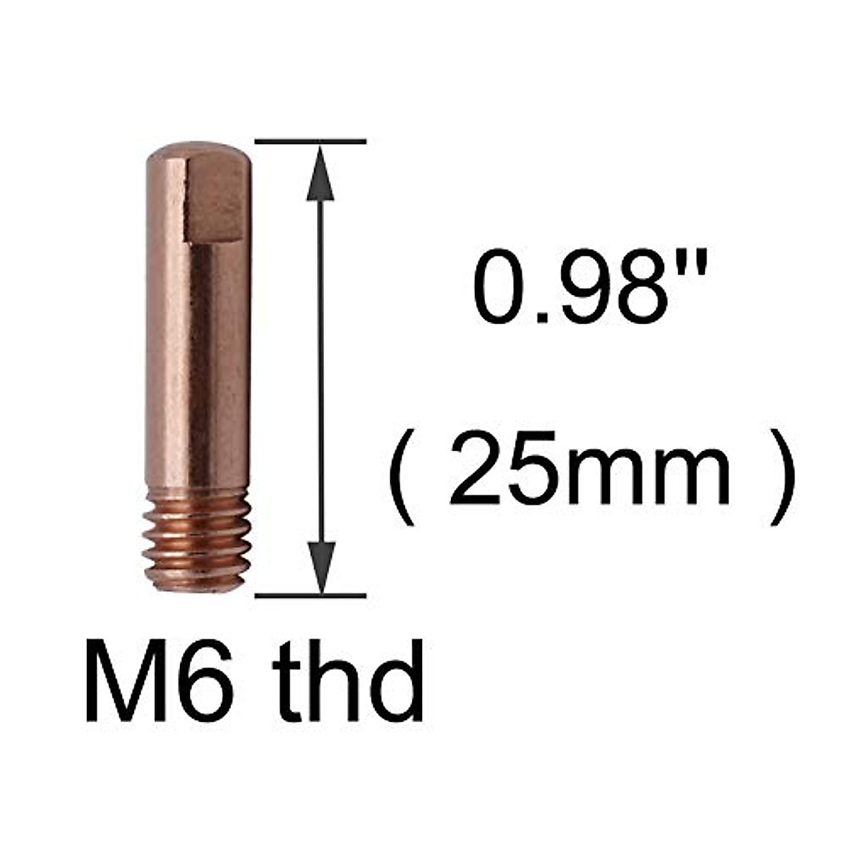 GZTIGWELD 20pk Contact Tip .035'' & 0.9mm M6x25mm Copper Accessory for MB-15AK MIG/MAG Welding Torch