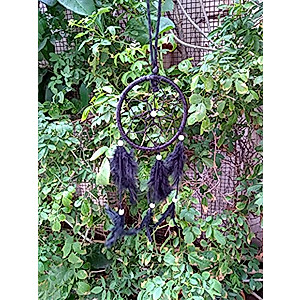 FIKIMOS Dream Catchers Wall Decor, Handmade Feather Bedroom Home Car Decor Nursery Room Hanging Decoration (3" Black Ring)