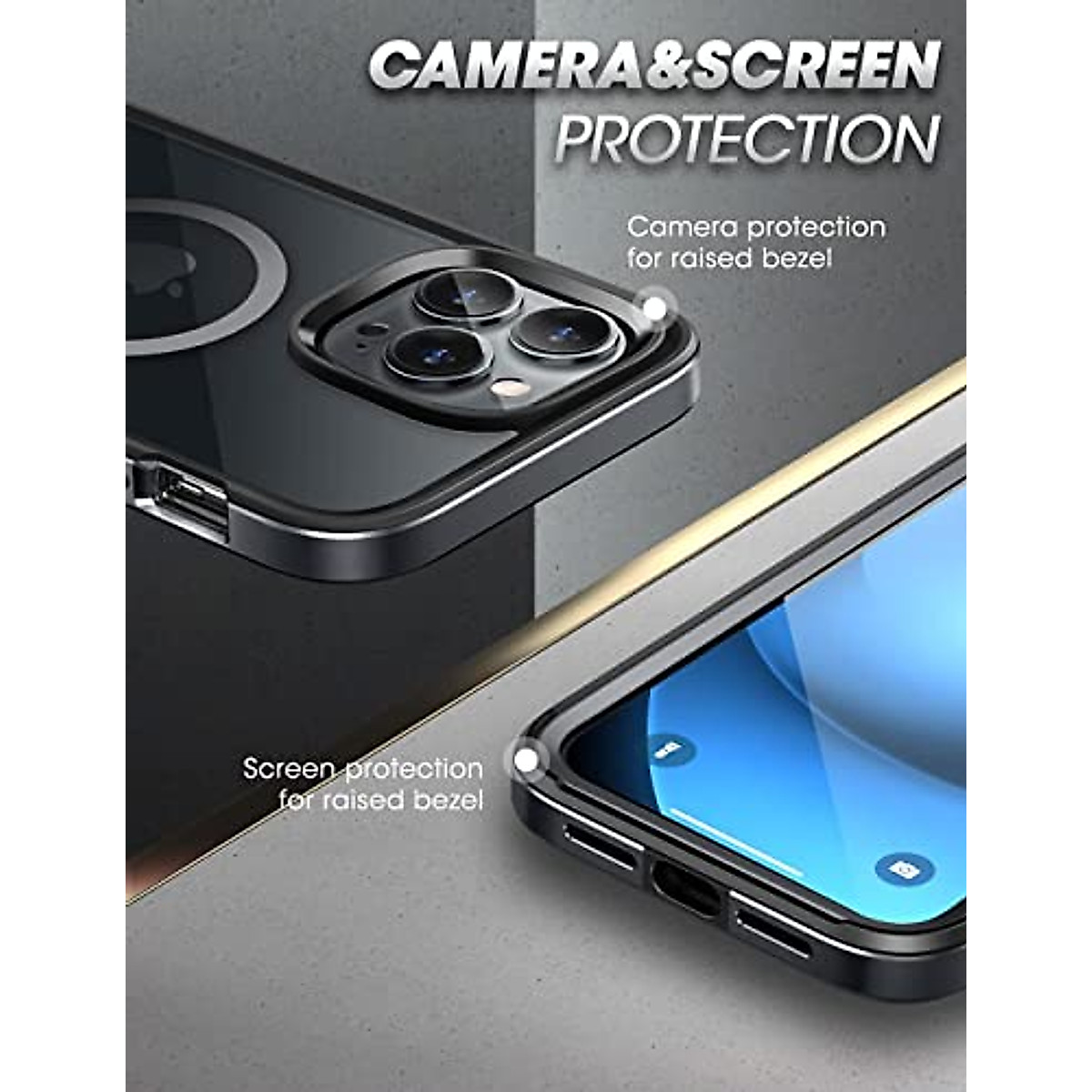 SUPCASE Unicorn Beetle EdgeMag Case for iPhone 14 Pro 6.1", Compatible with MagSafe Slim Frame Clear Protective Case with Built-in Screen Protector (Black)