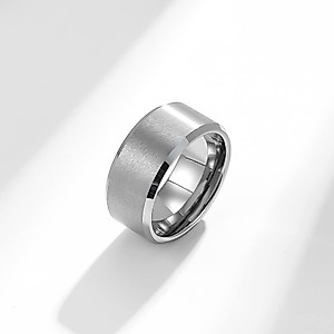 MZZJ Weirdo #1 & Weirdo #2 Couple Matching Ring 10MM & 8MM 2 Tone Set Brushed Tungsten Carbide Bevel Edge Promise Rings for Engagement Wedding,Birthday Gift for Wife Husband