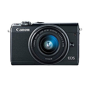 Canon EOS M100 Mirrorless Camera with EF-M 15-45mm f/3.5-6.3 is STM Lens, Black - Bundle with 16GB SDHC Card, Camera Case, 49mm UV Filter, Cleaning Kit