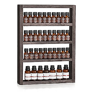 OYEAL Wall Mount Essential Oil Storage Organizers 4 Tier Nail Polish Rack Holder Wood Floating Shelves for Bottles Storage and Display Shelf