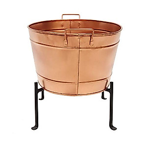 Achla Designs C-81C-S1 Classic Galvanized Tub and Stand, Copper and Black