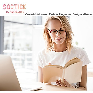 SOCTICK Cat Eye Reading Glasses for Women Blue Light Blocking,Readers for Women 1.75 with Comfort Spring Hinges,Fashion Designer Ladies Eyeglasses(4 pack)