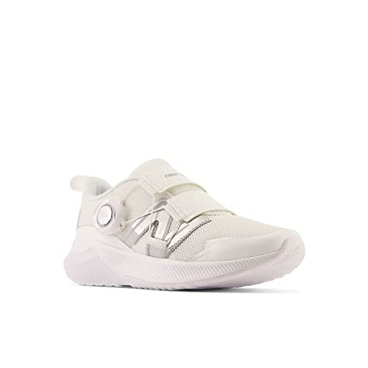 New Balance Girls Dynasoft Reveal V4 Boa, White/Silver Metallic/Iridescent, 2 Little Kid