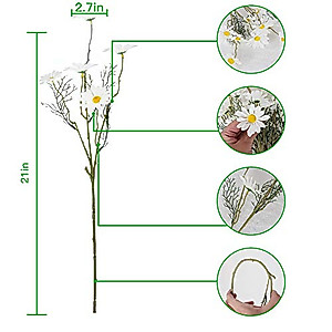 AmyHomie Artificial Flowers,10 pcs Silk Daisy, Artificial Gerber Daisy for Home Decoration, Fake Wildflowers Spring Flowers for Wedding Decoration(Milk White)