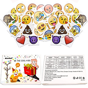Emoji Temporary Tattoo(160pcs 2inch),Konsait Funny Emoji tattoos Body Stickers for Kids Children Adults for Emoji Party Favors Supplies with Poop Kissing Heart Sunglasses Smirk Relaxed Smile Emoticon