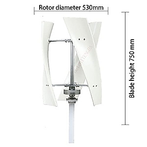 HUIZHITENGDA 2000W Efficient 3 Blades Vertical Wind Turbine Generator, Permanent Maglev Wind Turbine Generator with Controller for Courtyard Garden Lighting(24V 48V),48v