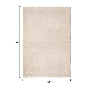 SAFAVIEH Izmir Collection Area Rug - 9' x 12', Light Blue & Ivory, Hand-Knotted Traditional New Zealand Wool, Ideal for High Traffic Areas in Living Room, Bedroom (IZM134M)