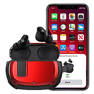 LiZHi Upgrade Beats Studio Buds Case 2022, Full-Body Protective PC Shockproof TPU with Security Lock Latch Carabiner Cover Men Women with Keychain for New Beats Studio Ear Buds Case (Black)