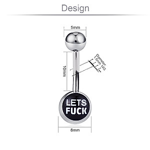 COTTVOTT Naughty Belly Button Rings with Letters Navel Piercings Body Jewelry (mix different letters 10pcs)