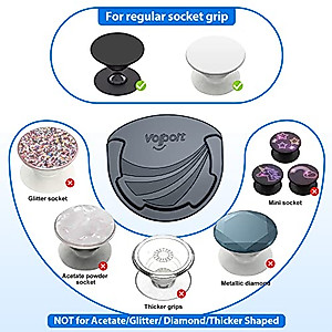 Car Mounts for Socket Grips, 3 Pack Pops Silicone Phone Holder for Collapsible Expanding Stand / Swappable Socket Users with Base 3M Adhesive Replacement Stick on Wall, Dashboard, Mirror, Home -Black