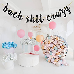 Bach Shit Crazy Banner Black Glitter Funny Wedding, Engagement Banner, Bachelorette Party Bunting Decorations