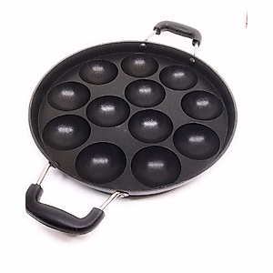 G&D 12 Pit Appam Maker Stainless Steel Lid Paniyaram Pan Appam Patra Paniyarakkal Tawa Nonstick Appam Baking Tray Takoyaki Pan Aebleskiver / Ebelskiver Pan